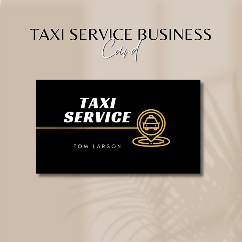 Sleek Black and Gold Taxi Service Business Card Template, Professional ...