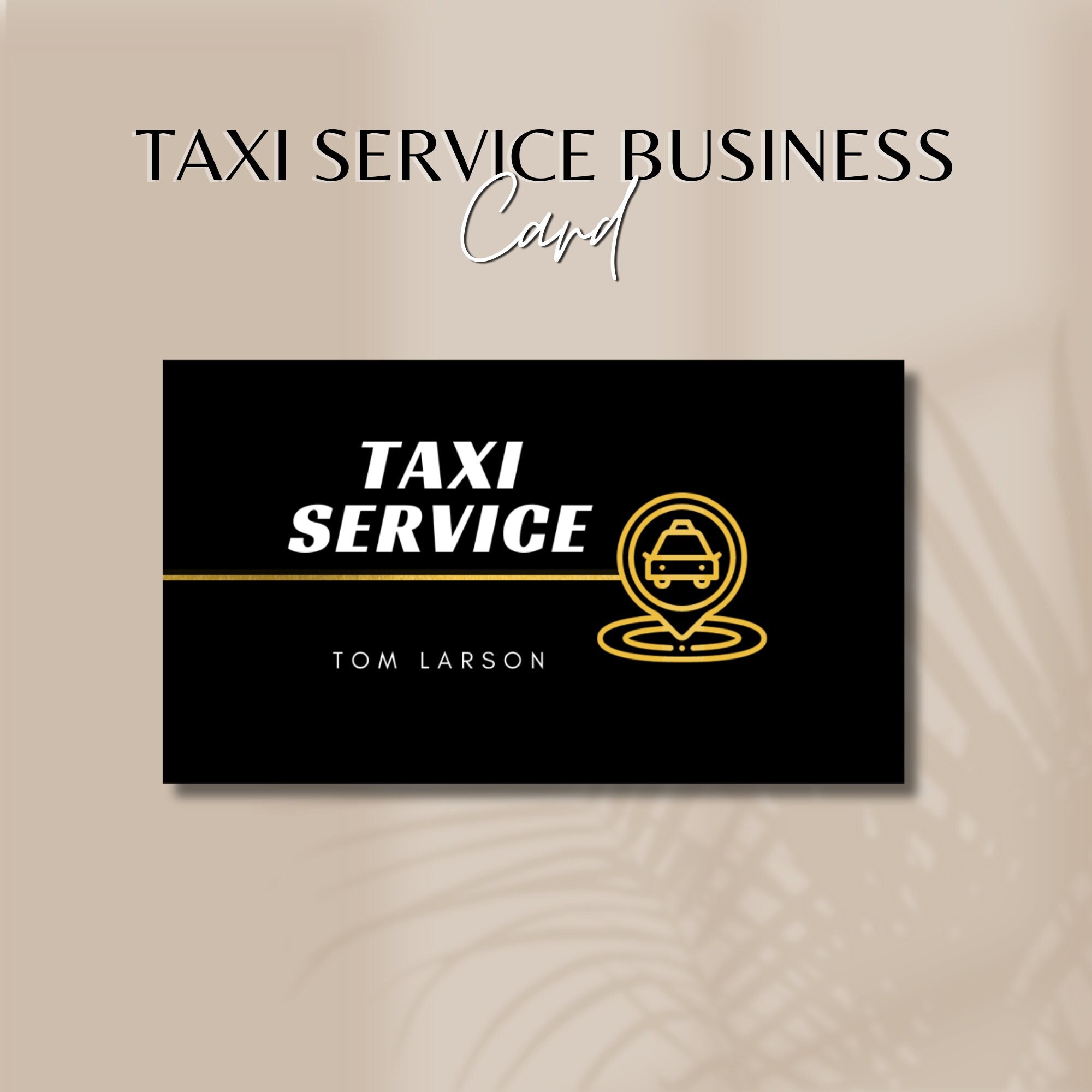 Sleek Black and Gold Taxi Service Business Card Template, Professional ...