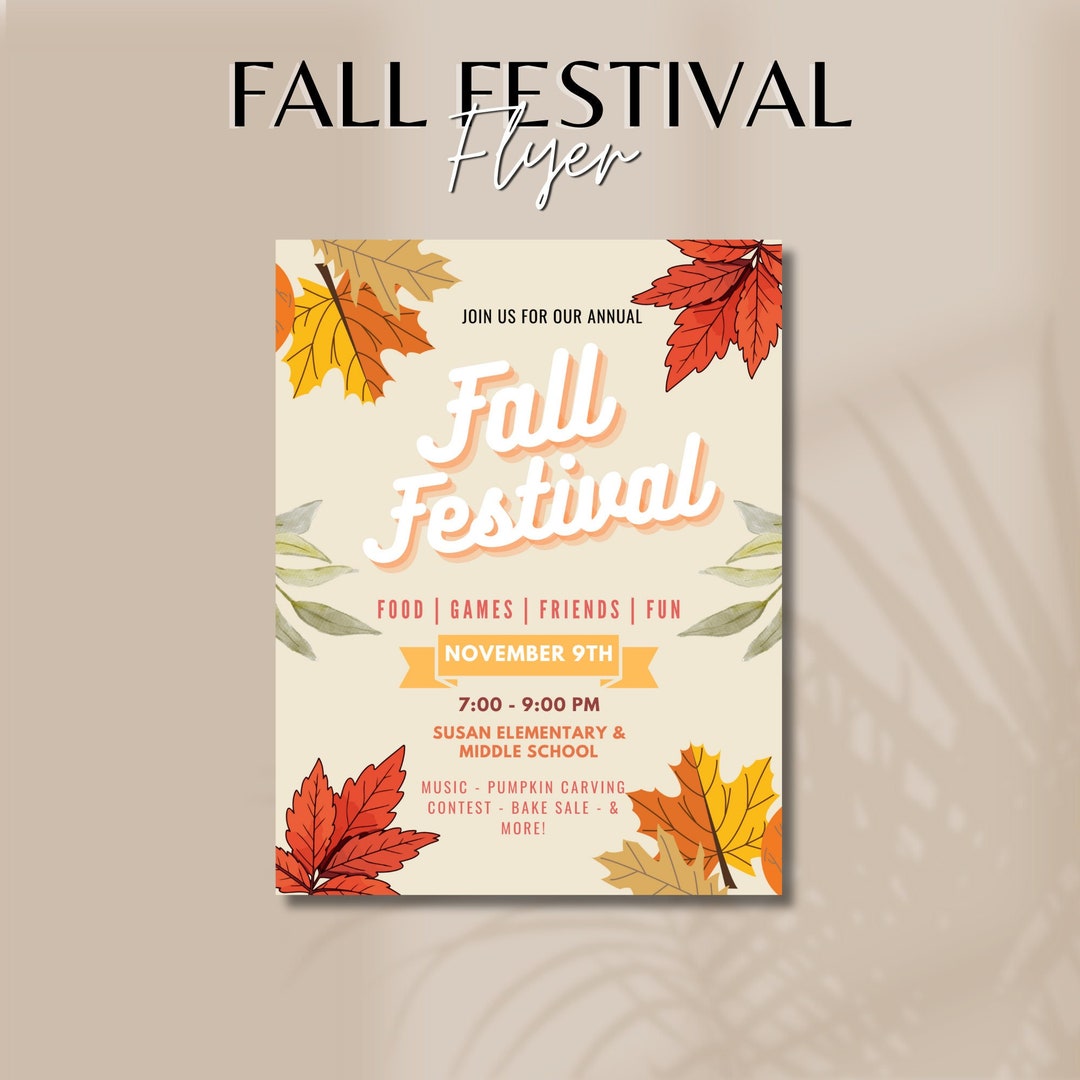Customizable Fall Festival Flyer Template, Autumn Event Invitation ...