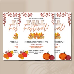 Customizable Fall Festival Flyer Template, Autumn Event Invitation ...