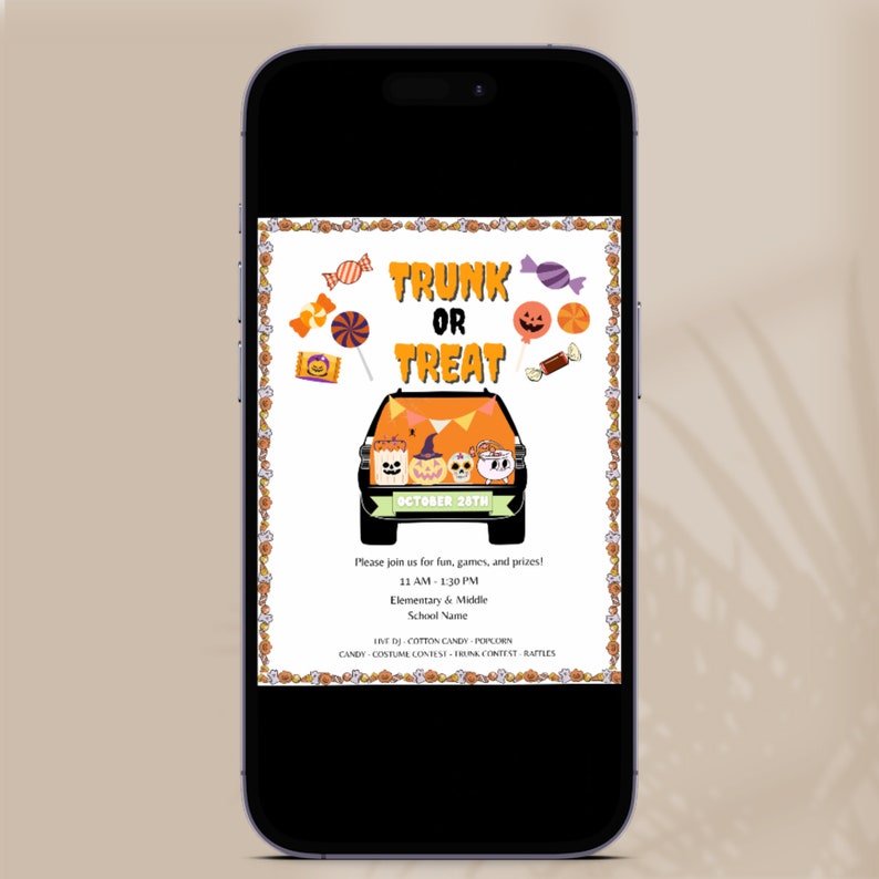 Editable Trunk or Treat Halloween Flyer, Halloween Digital Download ...