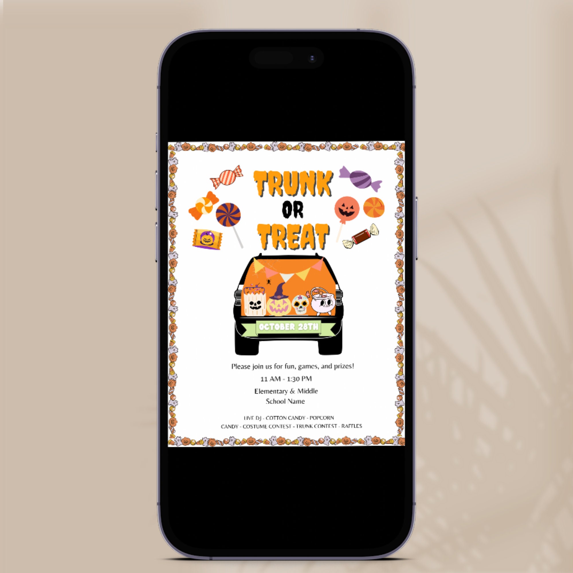 Editable Trunk or Treat Halloween Flyer, Halloween Digital Download ...