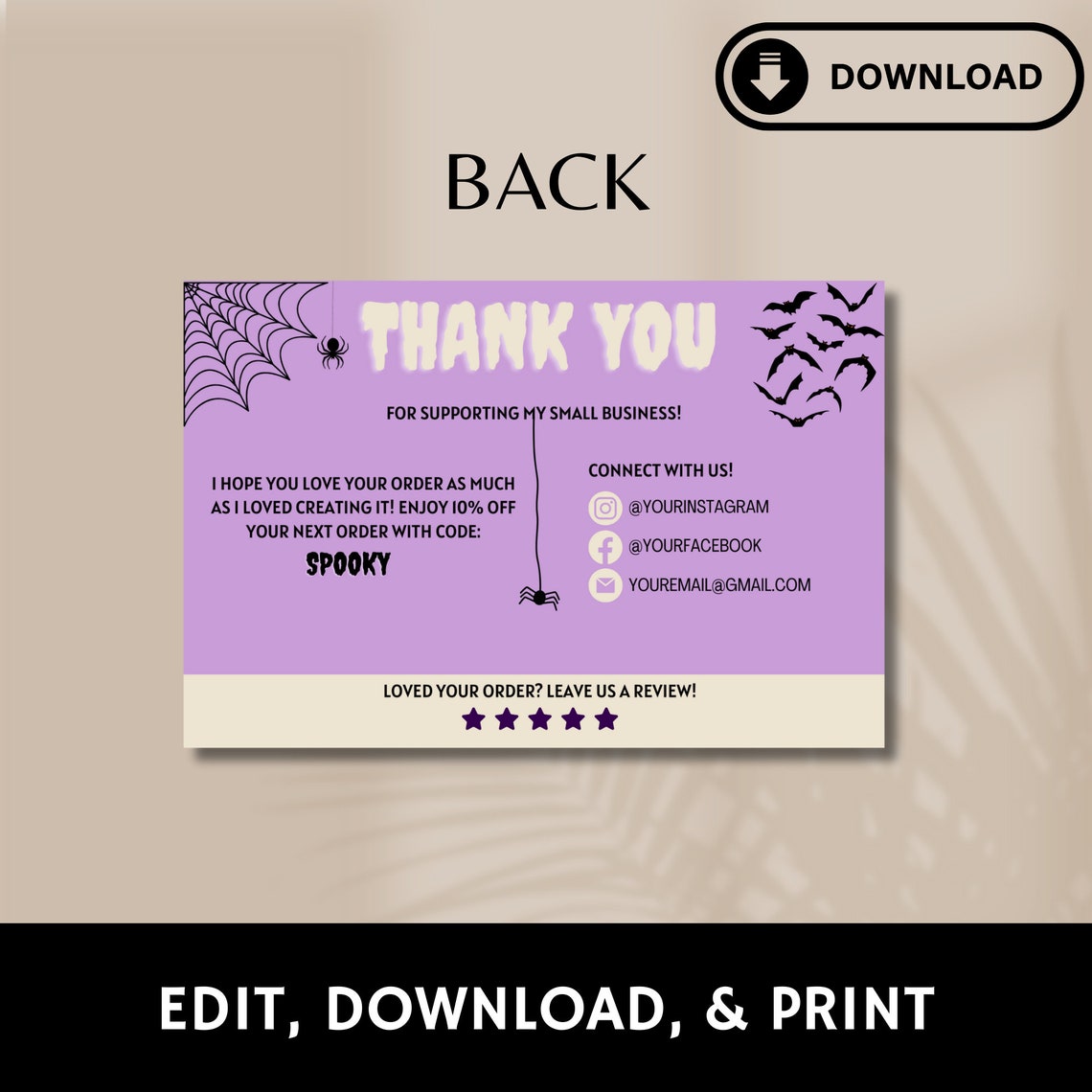 Halloween Themed Business Thank You Card Template, You Are Spooktacular ...