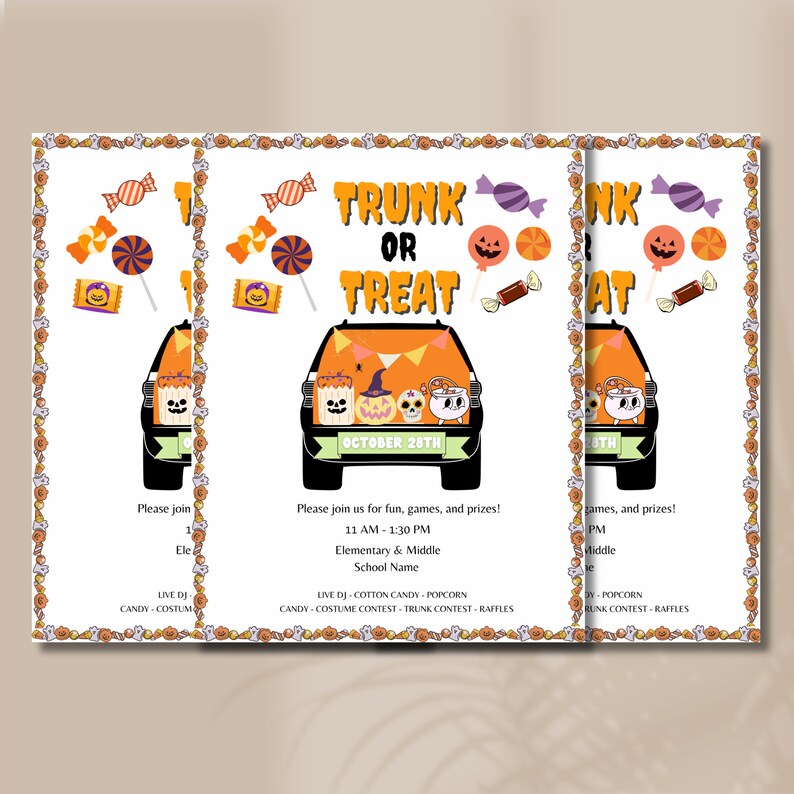 Editable Trunk or Treat Halloween Flyer, Halloween Digital Download ...