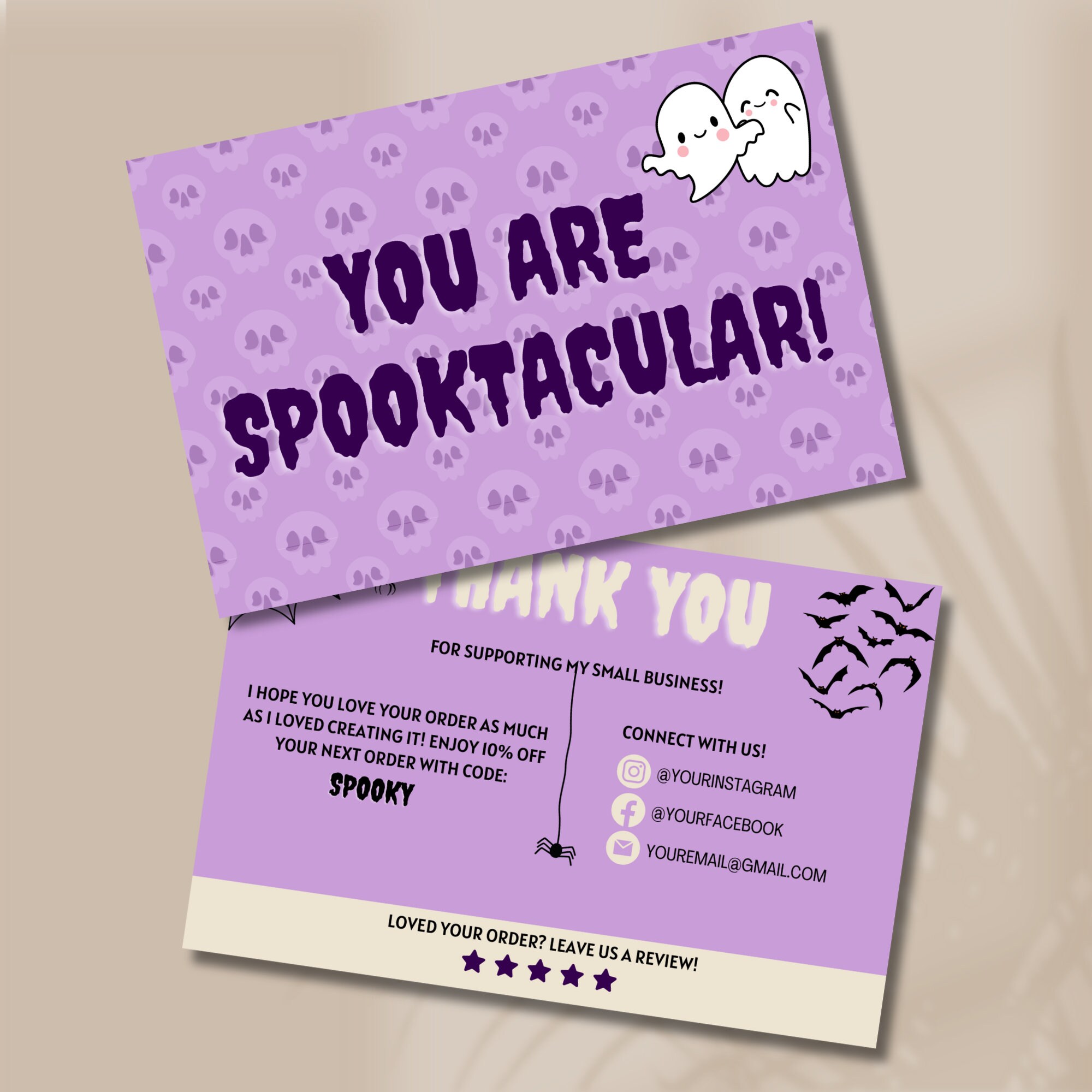 Halloween Themed Business Thank You Card Template, You Are Spooktacular ...