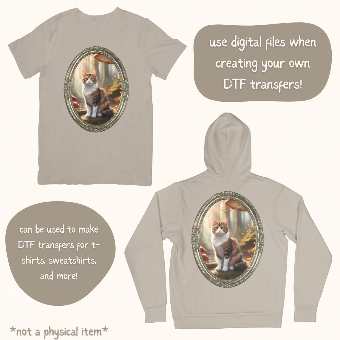 Mythical Cat Frame PNG Tabby, Forest, Mushrooms, Whimsical, Cottagecore ...