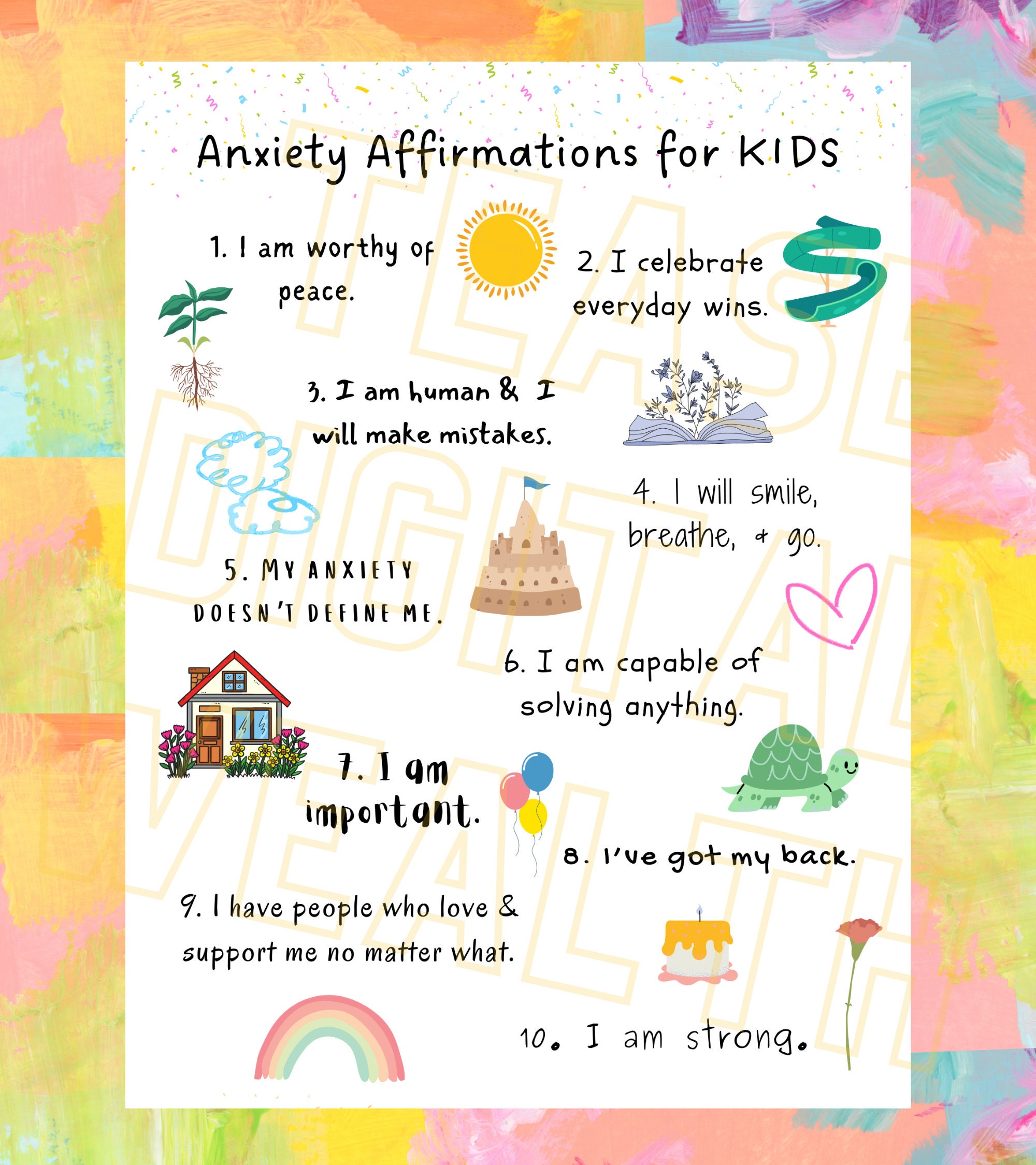 Daily Anxiety Affirmations for Children | Printable Positive Self-love ...
