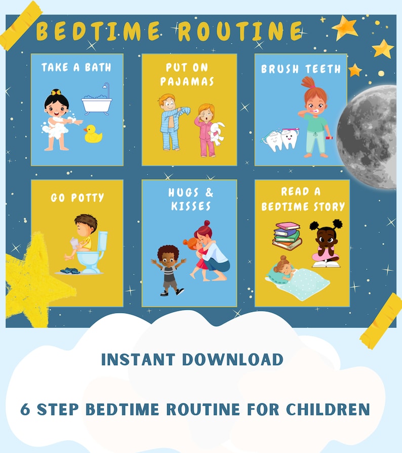 Bedtime Routine for Children Daily Night-time Routine Chart Toddler ...