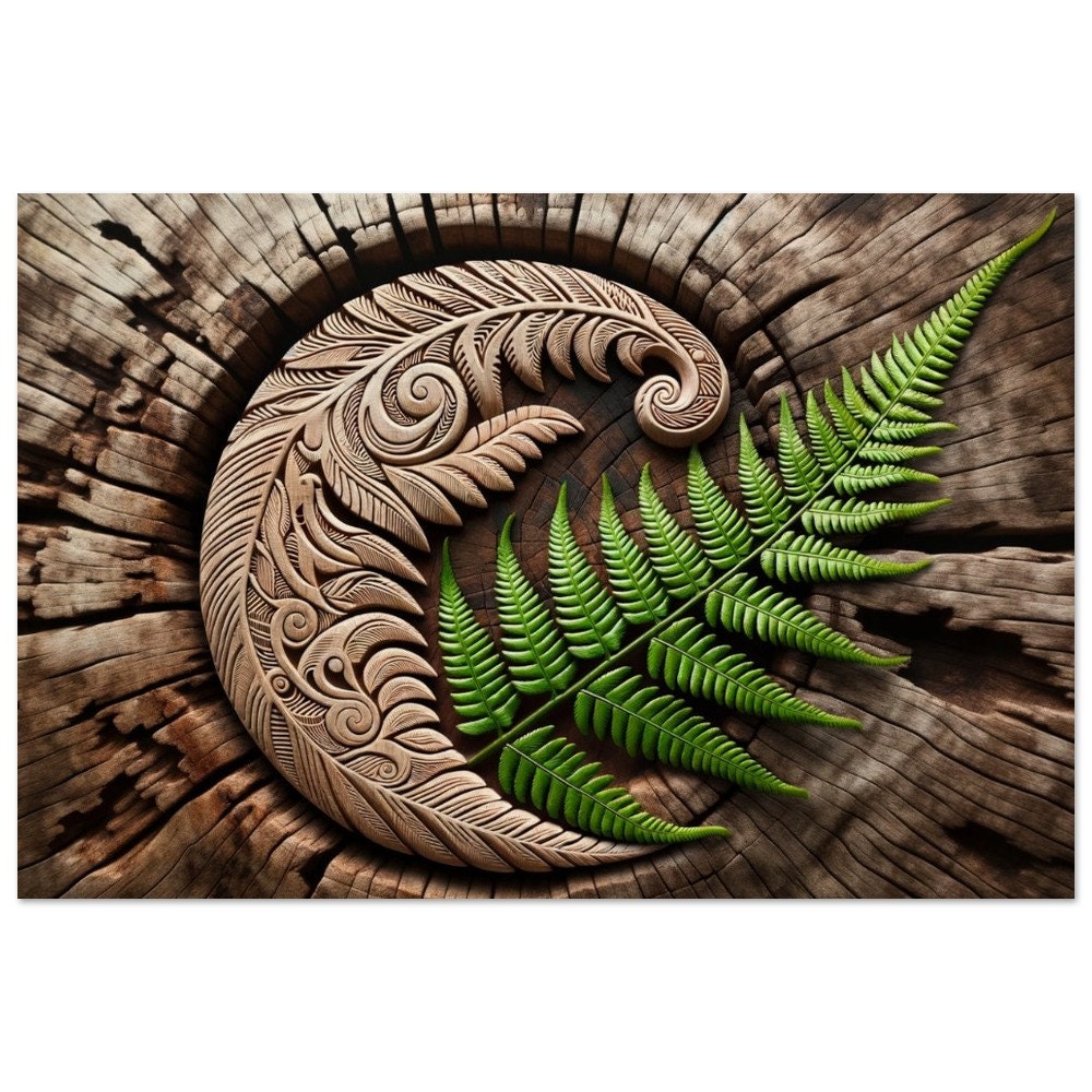 Maori Carving and Fern Fusion Wall Art - Etsy