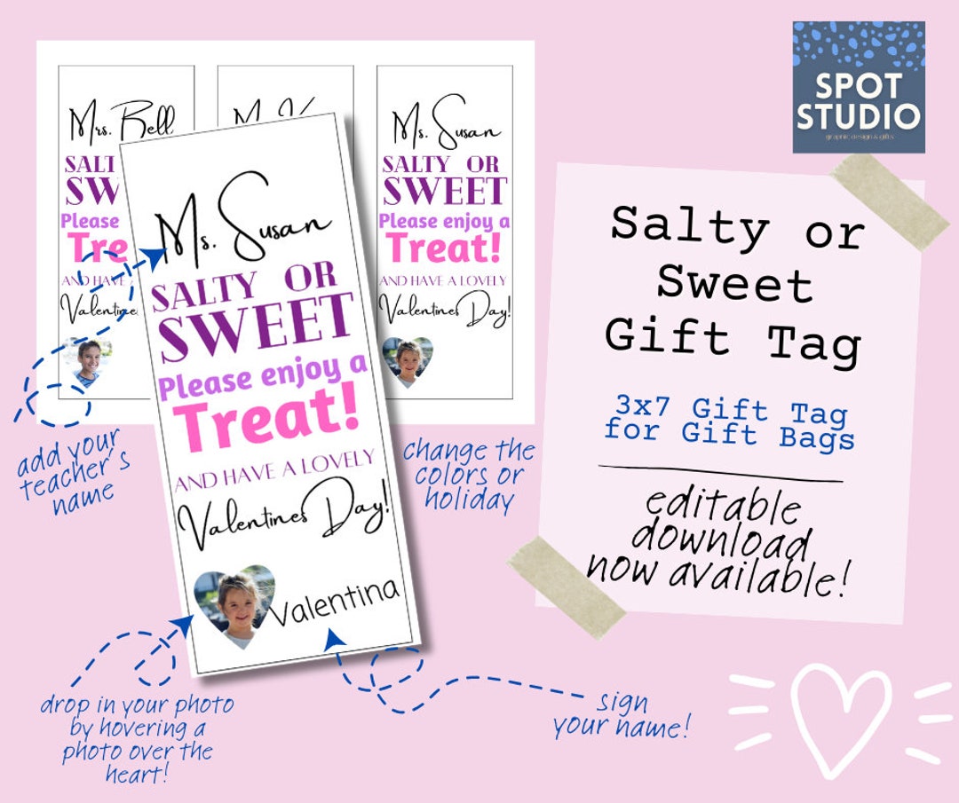 Salty & Sweet Treat Gift Tag for Teachers EDITABLE PRINTABLE - Etsy