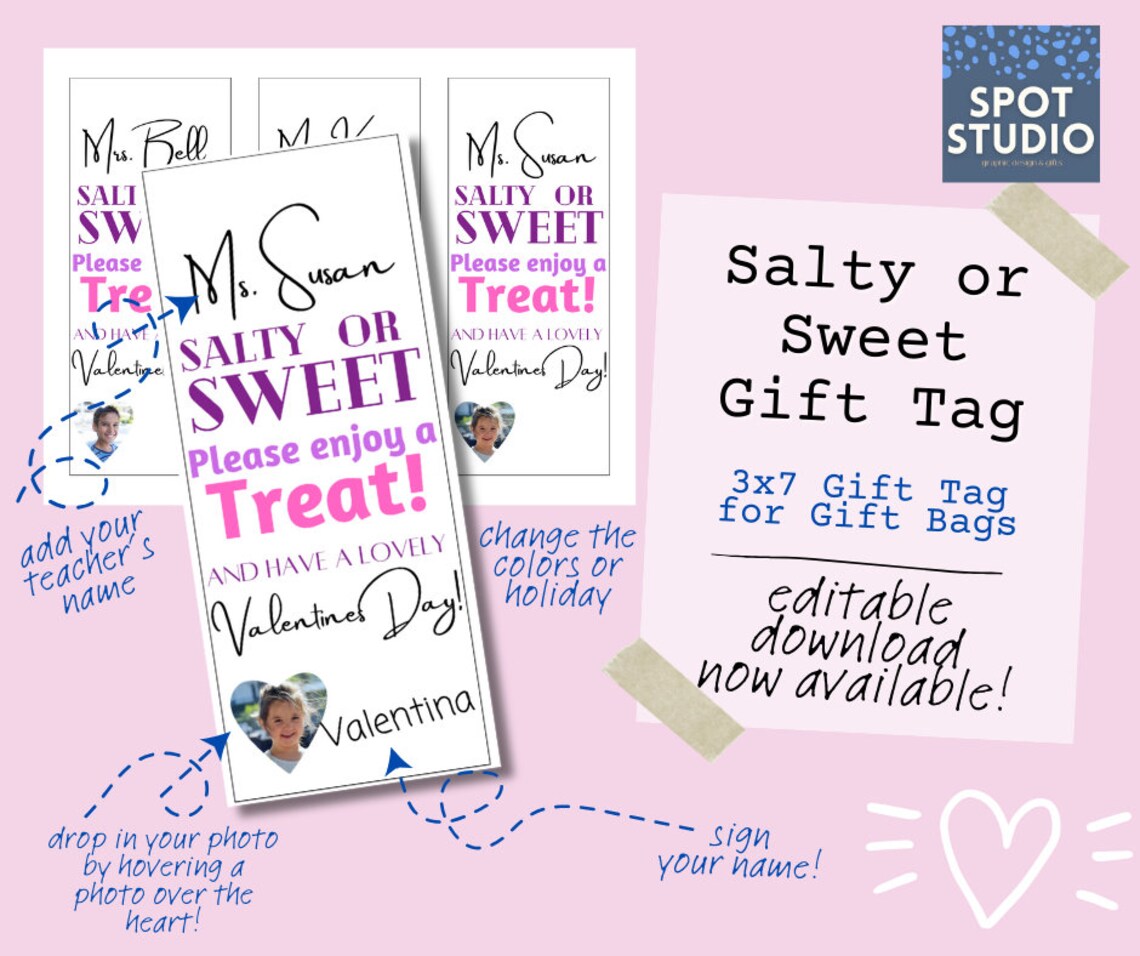 Salty & Sweet Treat Gift Tag for Teachers EDITABLE PRINTABLE - Etsy