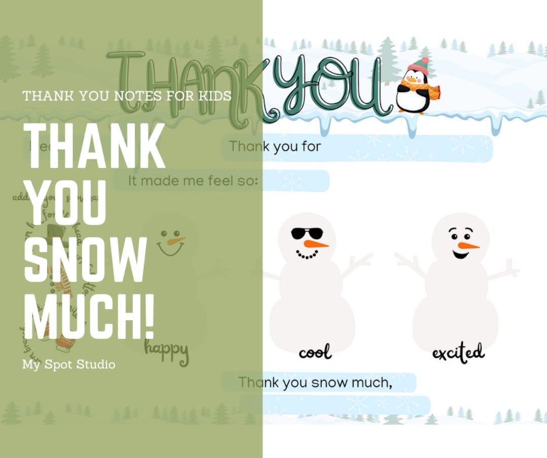 Thank You Snow Much THANK You Notes for KIDS! Printable Download! - Etsy