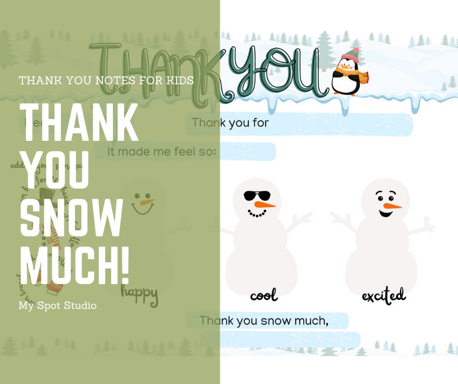 Thank You Snow Much THANK You Notes for KIDS! Printable Download! - Etsy