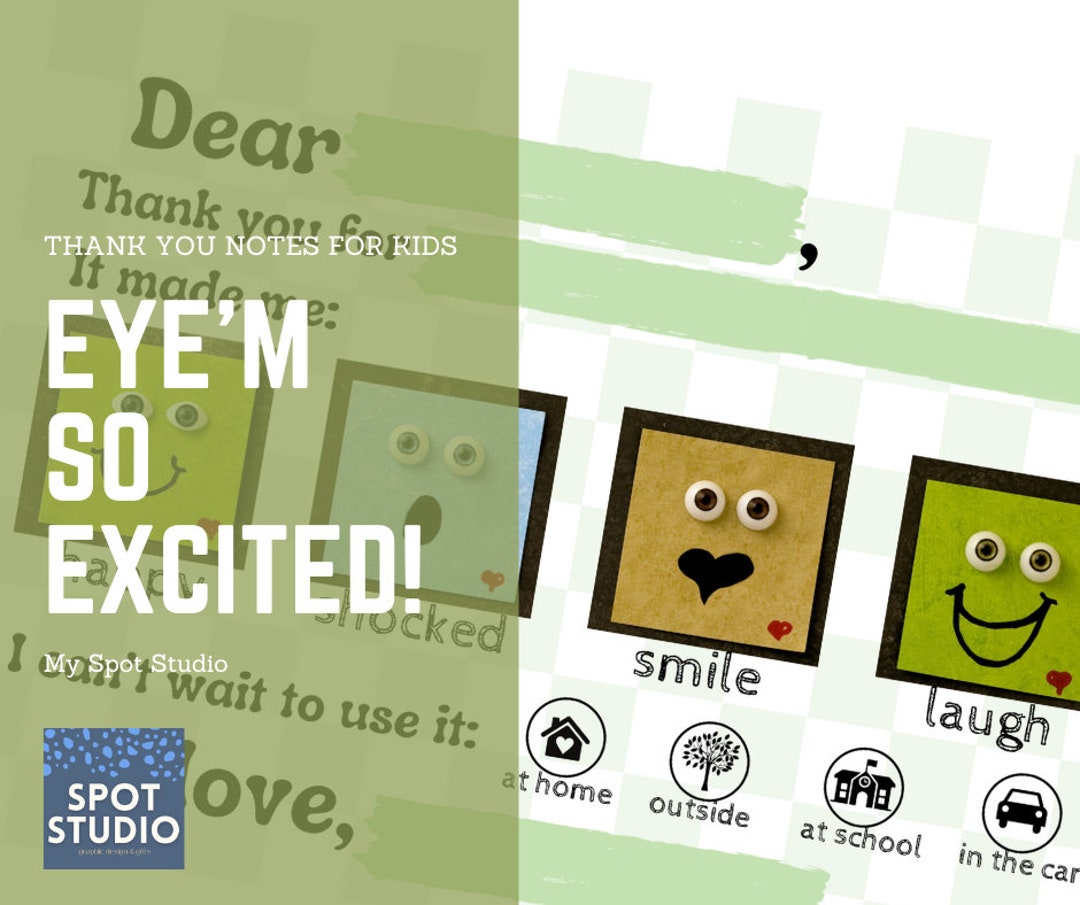 EYE'M SO EXCITED to Say Thank You! Kids Thank You Note Printable! - Etsy