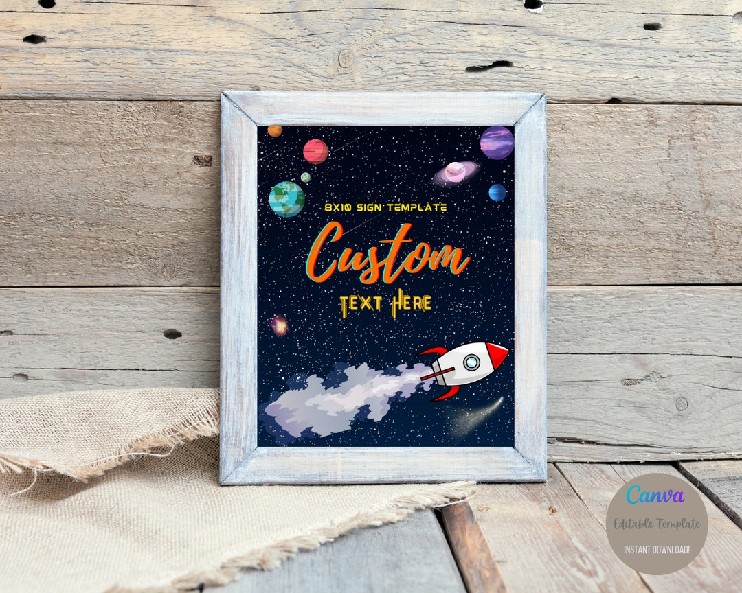 Space Birthday Party Sign, Space Party Sign, Small Party Sign, 8x10 ...