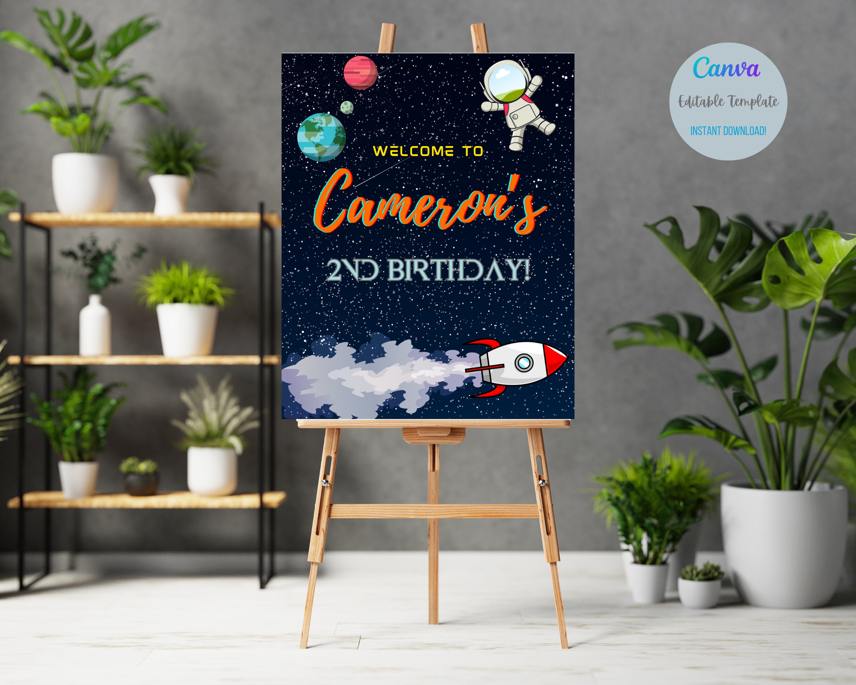 Space Birthday Party Sign, Space Party Sign, Small Party Sign, 8x10 ...