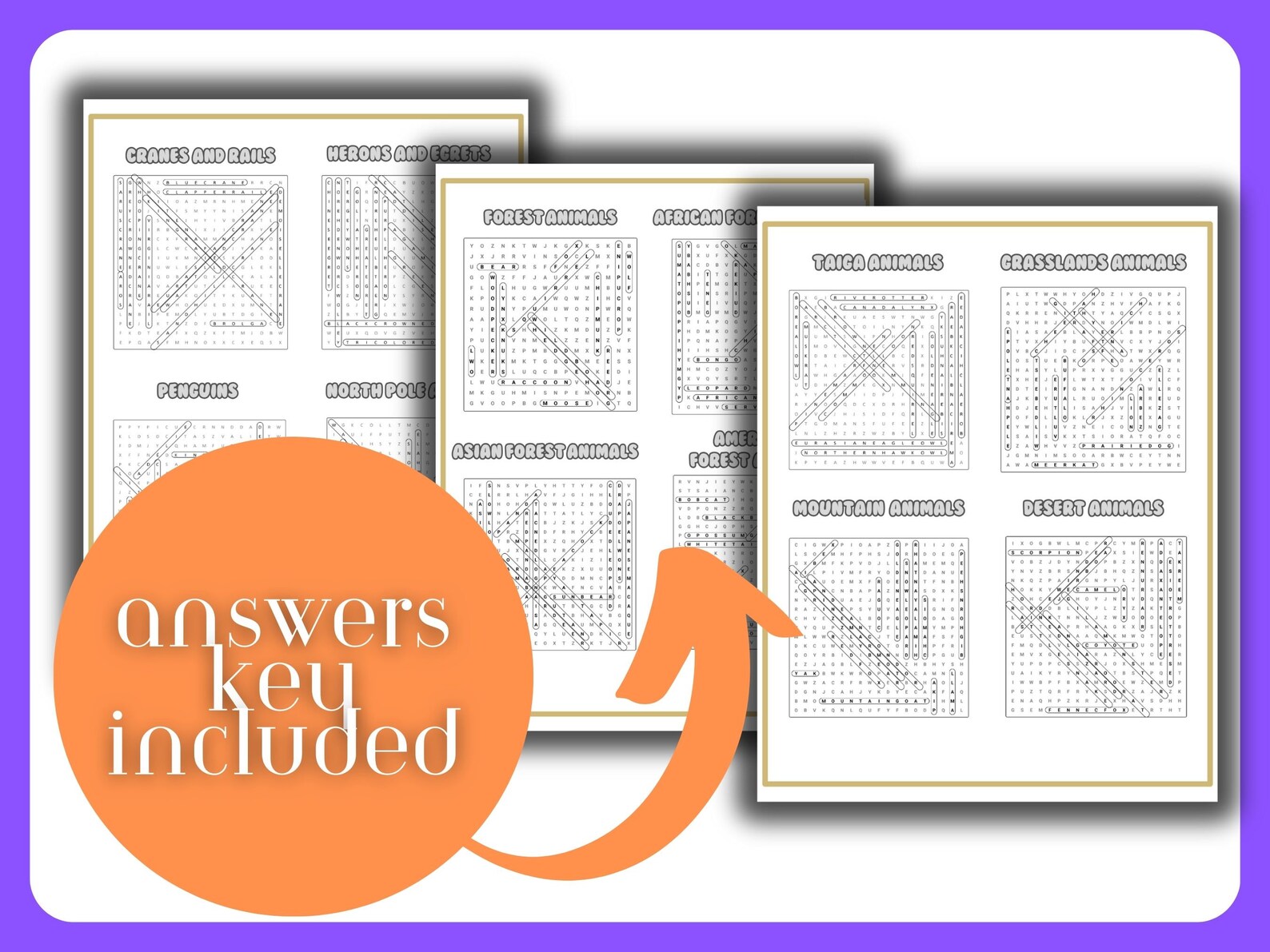 Animals Word Search Puzzle for Kids | Games for Kids | Printable ...