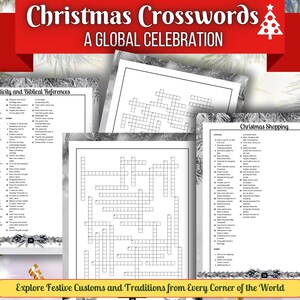 Printable Christmas Crossword Puzzle Book: Family Holiday Activity (PDF ...