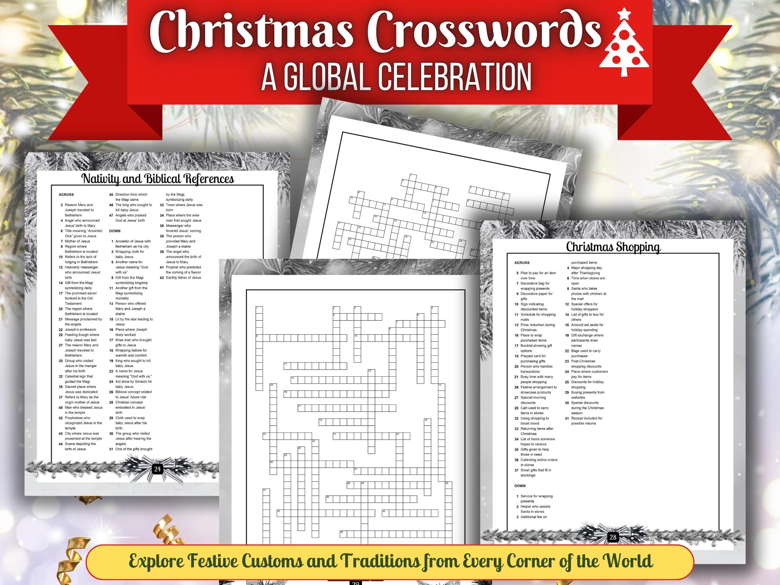 Printable Christmas Crossword Puzzle Book | Festive Holiday Word Games ...