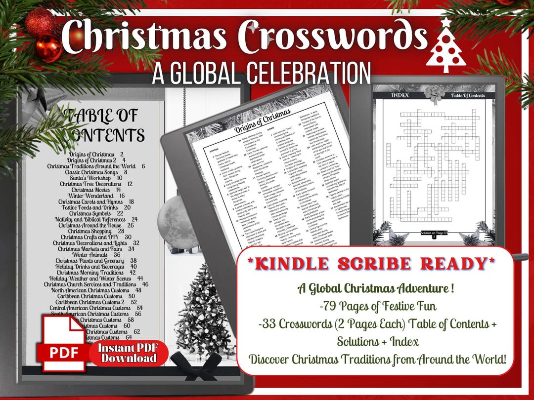 Christmas Crosswords Puzzle Book | Digital Holiday Puzzles for Kindle ...
