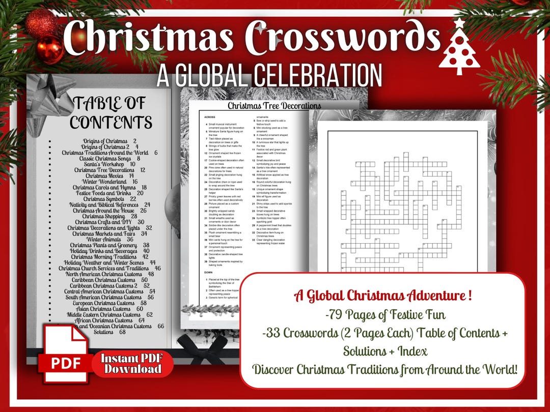 Printable Christmas Crossword Puzzle Book | Festive Holiday Word Games ...