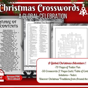 Printable Christmas Crossword Puzzle Book: Family Holiday Activity (PDF ...