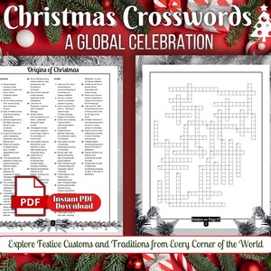 Printable Christmas Crossword Puzzle Book: Family Holiday Activity (PDF ...