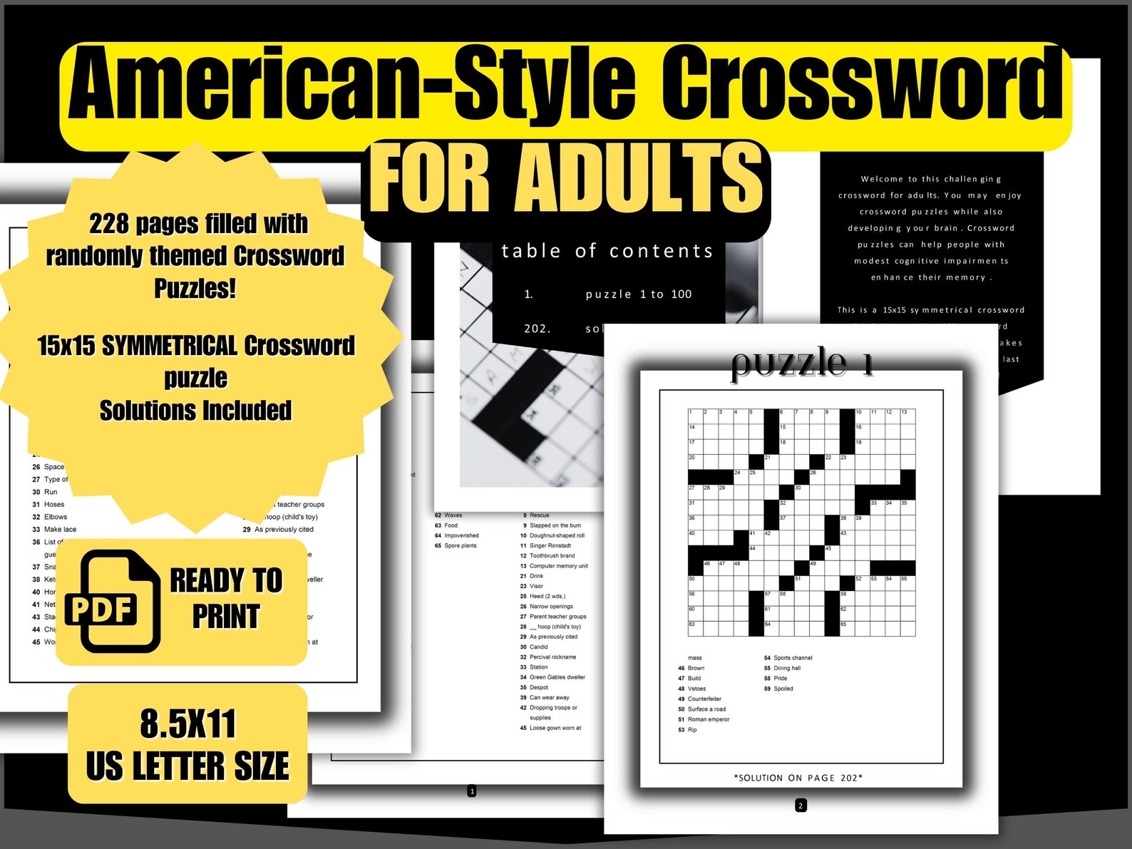 Crossword Puzzle for Adults | Crossword Puzzle | Puzzle for Adults ...