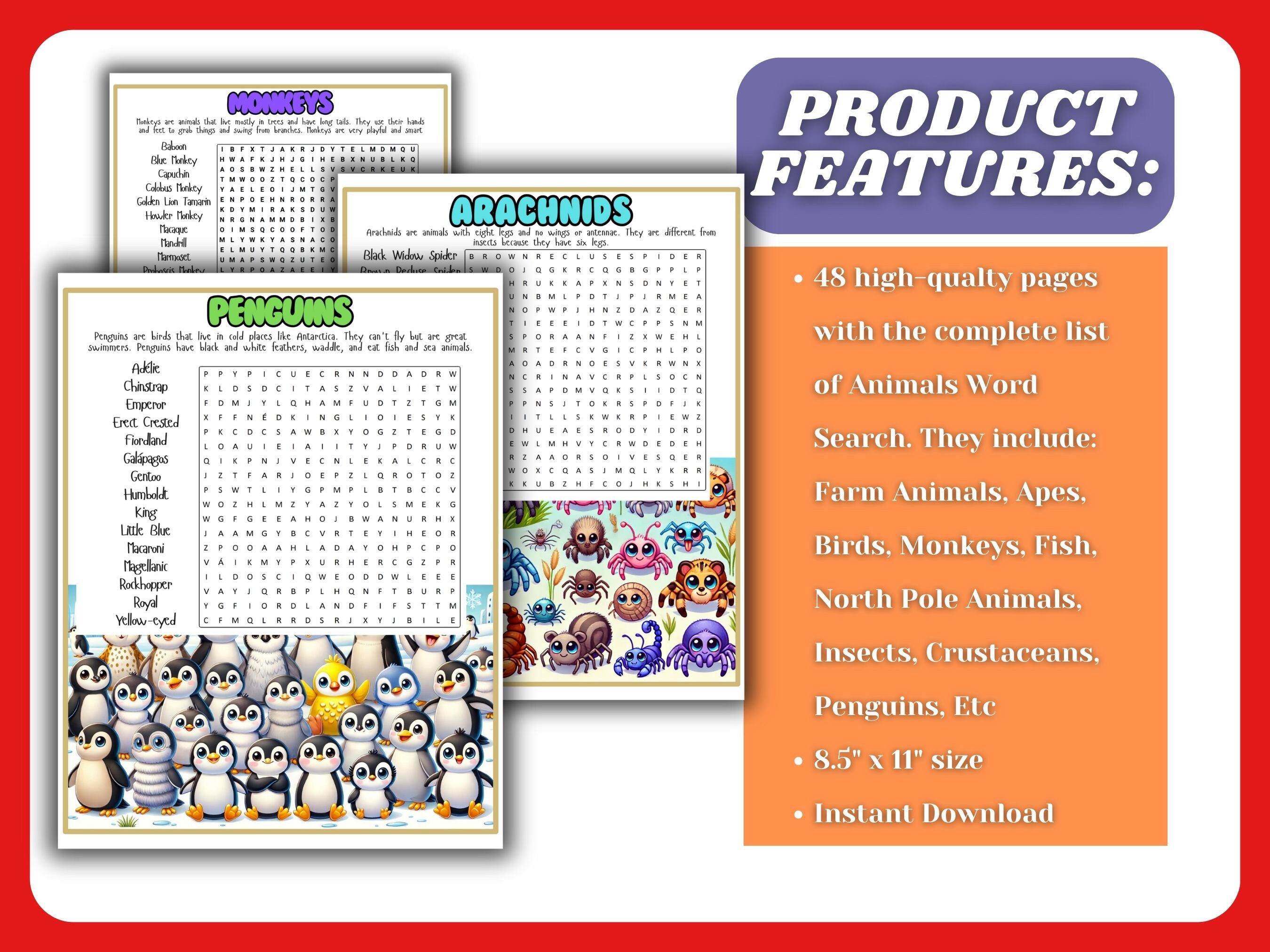 Animals Word Search Puzzle for Kids | Games for Kids | Printable ...