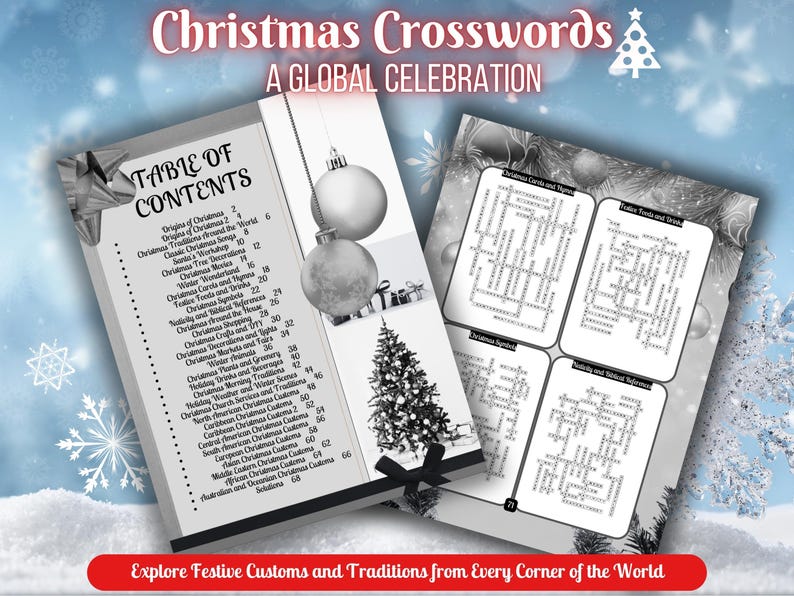Printable Christmas Crossword Puzzle Book | Festive Holiday Word Games ...