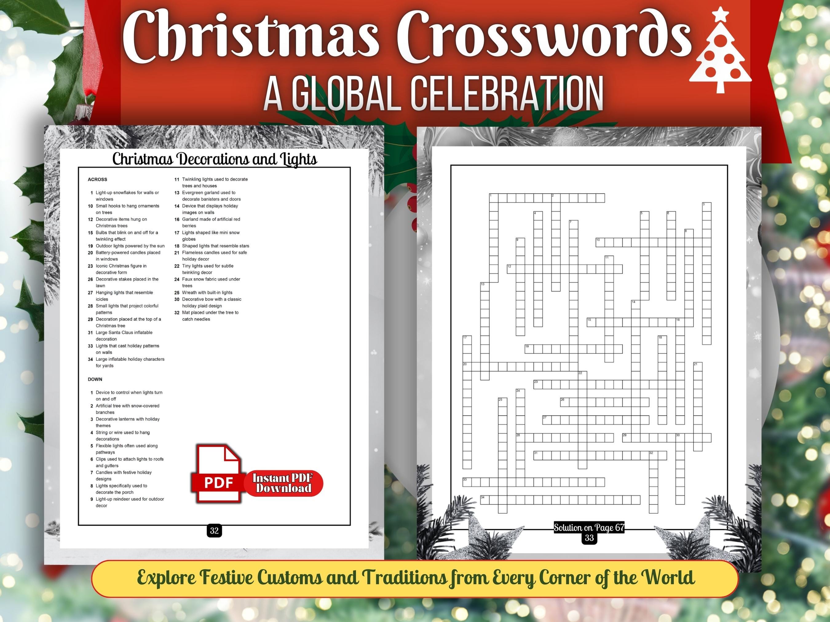 Printable Christmas Crossword Puzzle Book: Family Holiday Activity (PDF ...
