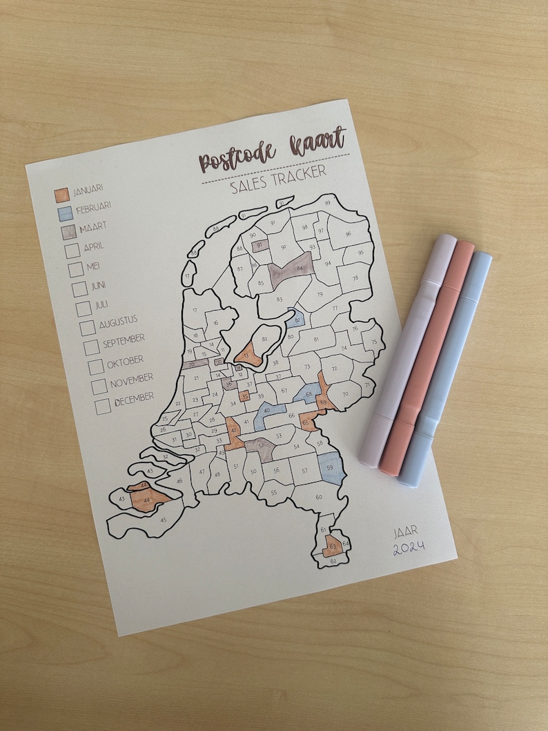 Postcode Map Netherlands | Sales Tracker - Etsy