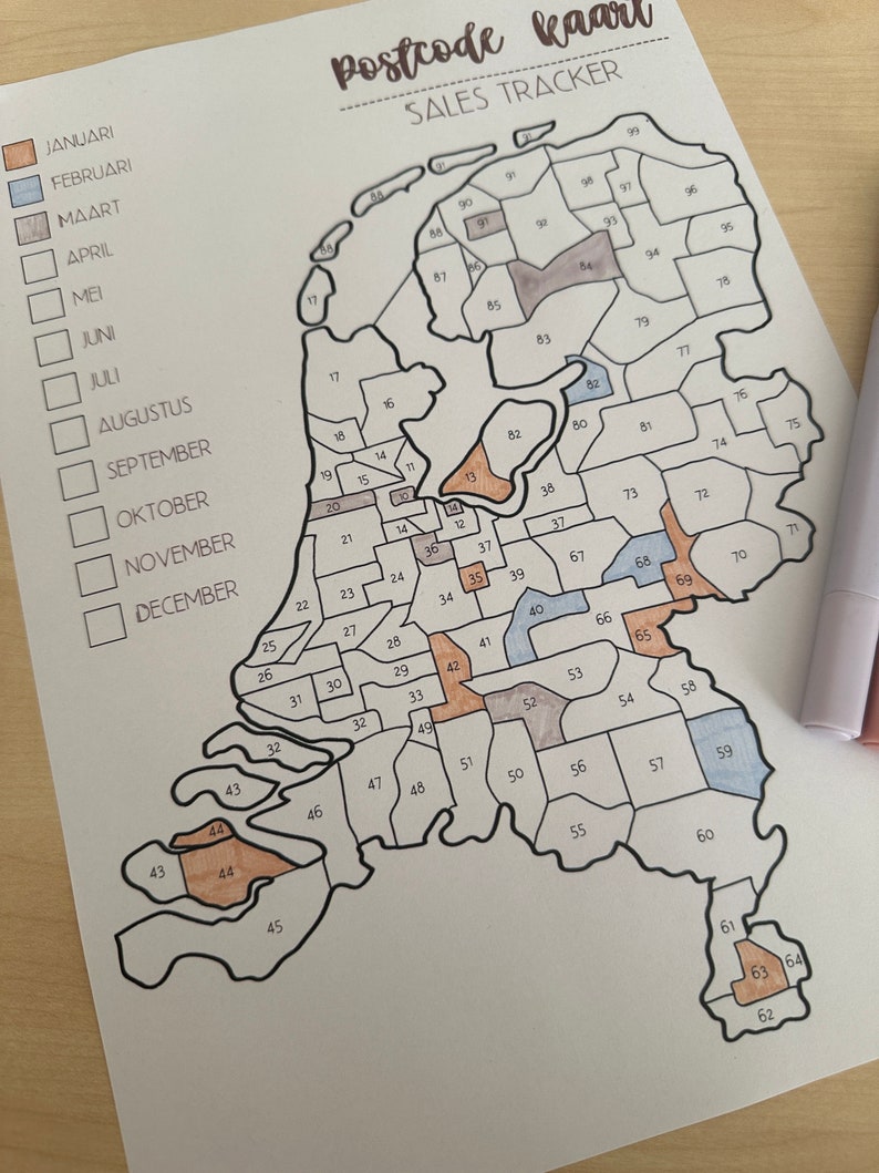 Postcode Map Netherlands | Sales Tracker - Etsy