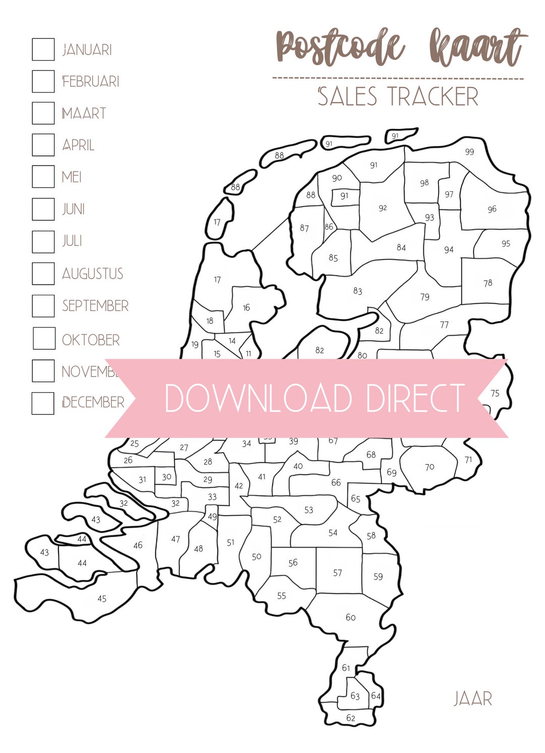 Postcode Map Netherlands | Sales Tracker - Etsy
