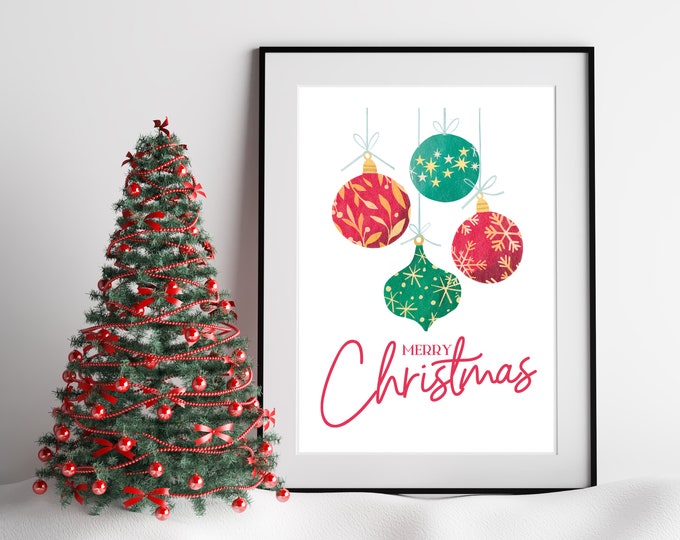 Christmas Poster, Christmas Wall Art, Festive Decor, Winter Art, Winter ...