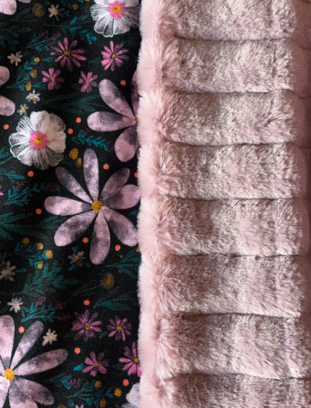 Gorgeous Florals on Black With High Pile Mini Mink Cuddle in - Etsy