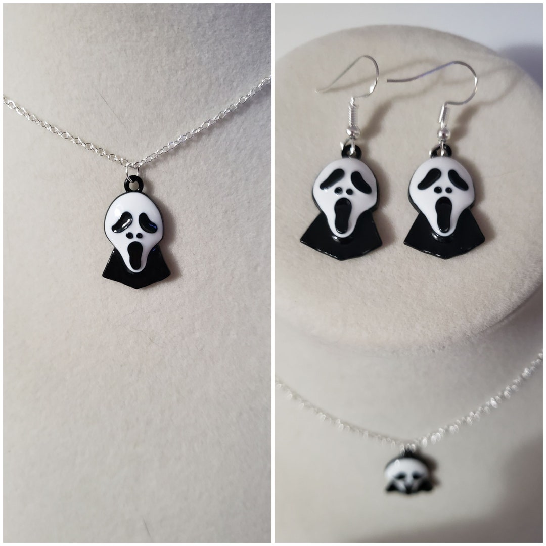 Halloween Ghost/scream Face Necklace and Earring Set - Etsy