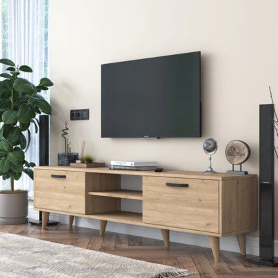TV Unit Modern Leg TV Stand 180 Cm Basket Walnut - Etsy
