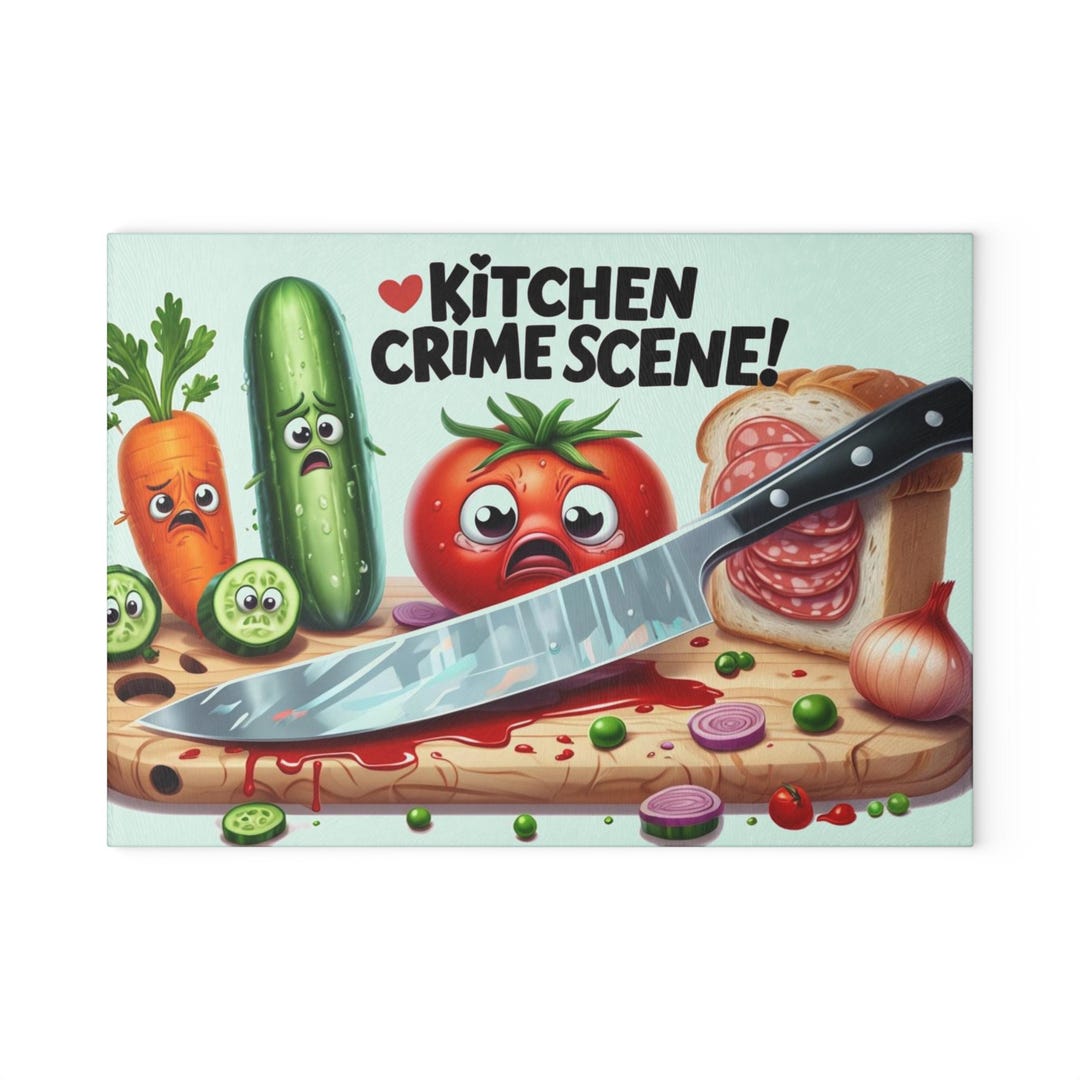 Kitchen Crime Scene Glass Cutting Board ,funny Kitchen Decor, Gifts for ...