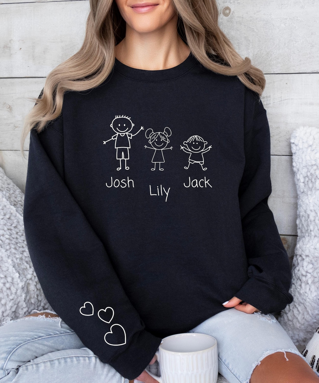 Custom Stick Figure Family Sweatshirt: Personalized Crewneck With ...