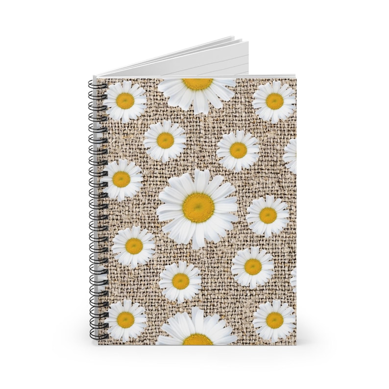 Daisy Floral Spiral Notebook, Ruled Line Paper, 6x8 (document Pocket ...