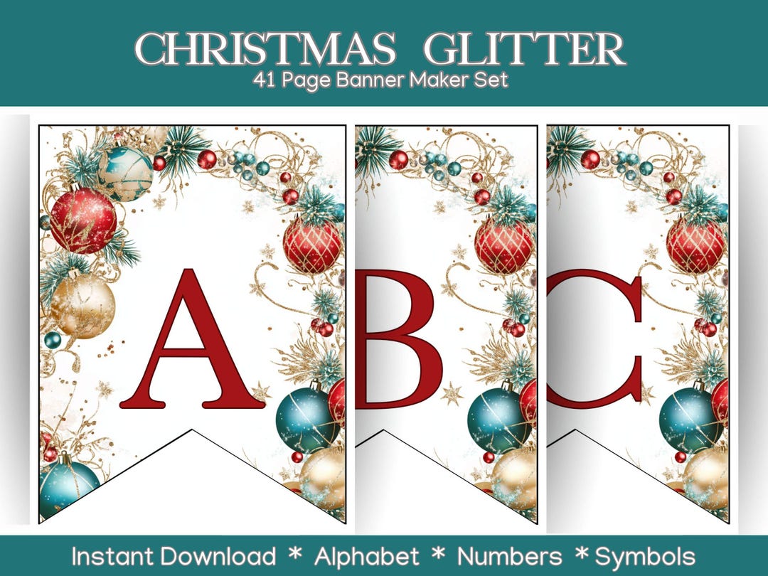 Christmas Glitter Banner Maker Set - Printable Christmas Banner ...