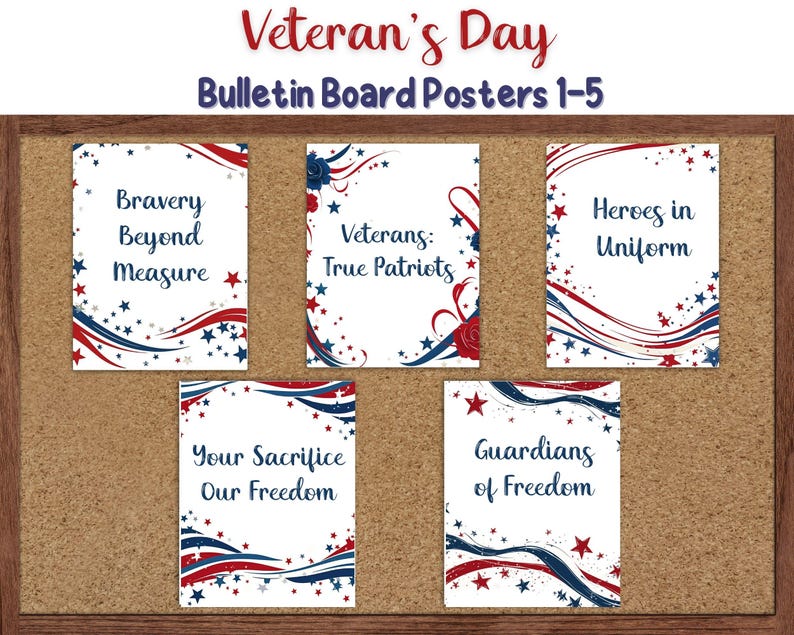 Veterans Day Bulletin Board Posters – Set of 15 Patriotic Posters ...
