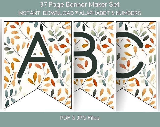 PRINTABLE PDF BANNER - Fall Banner, Autumn Banner, Fall Colors, Letter ...