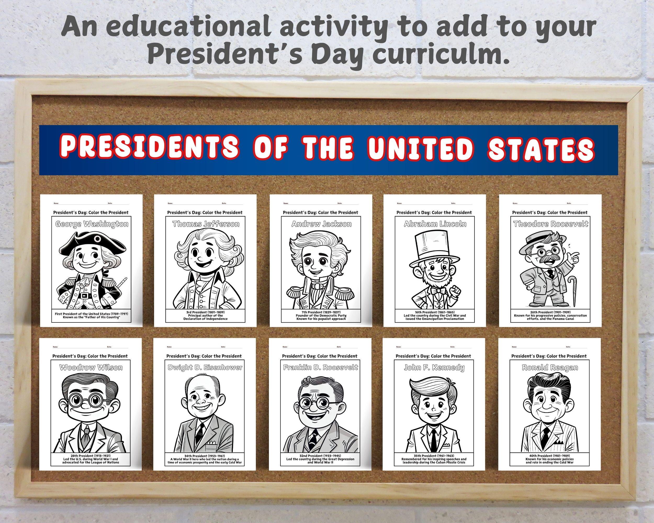 Presidents Day Coloring Pages, U.S. Presidents Craft, U.S. History ...