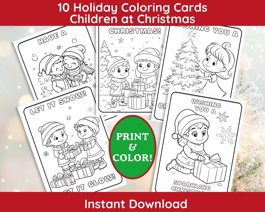 10 Printable Christmas Coloring Cards – Holiday Fun for Kids ...