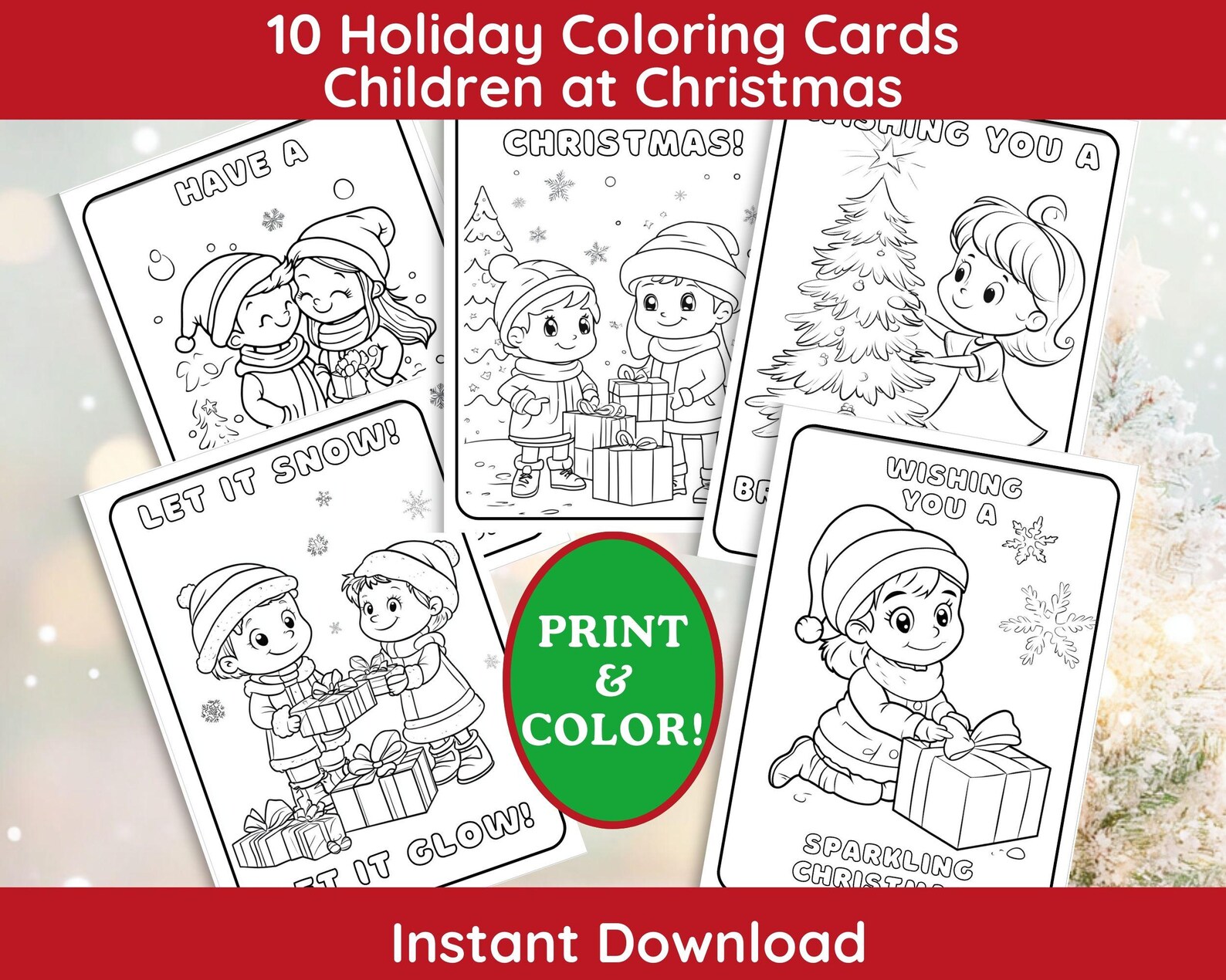 10 Printable Christmas Coloring Cards – Holiday Fun for Kids ...