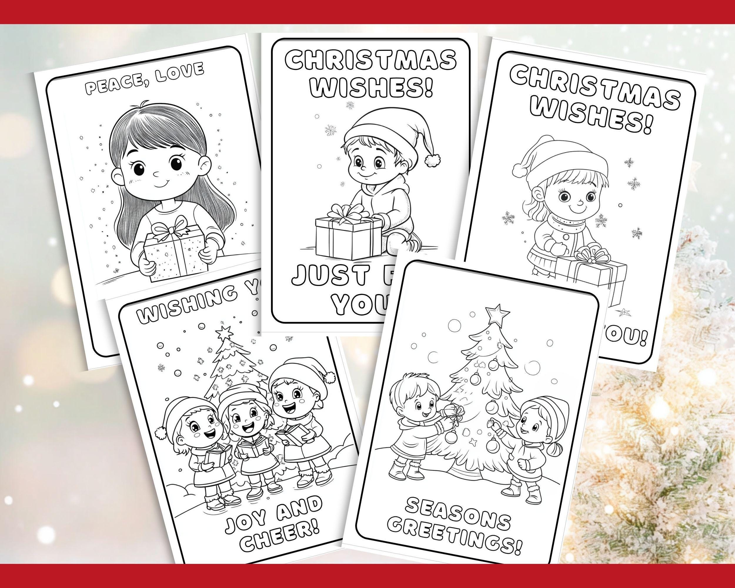 10 Printable Christmas Coloring Cards – Holiday Fun for Kids ...