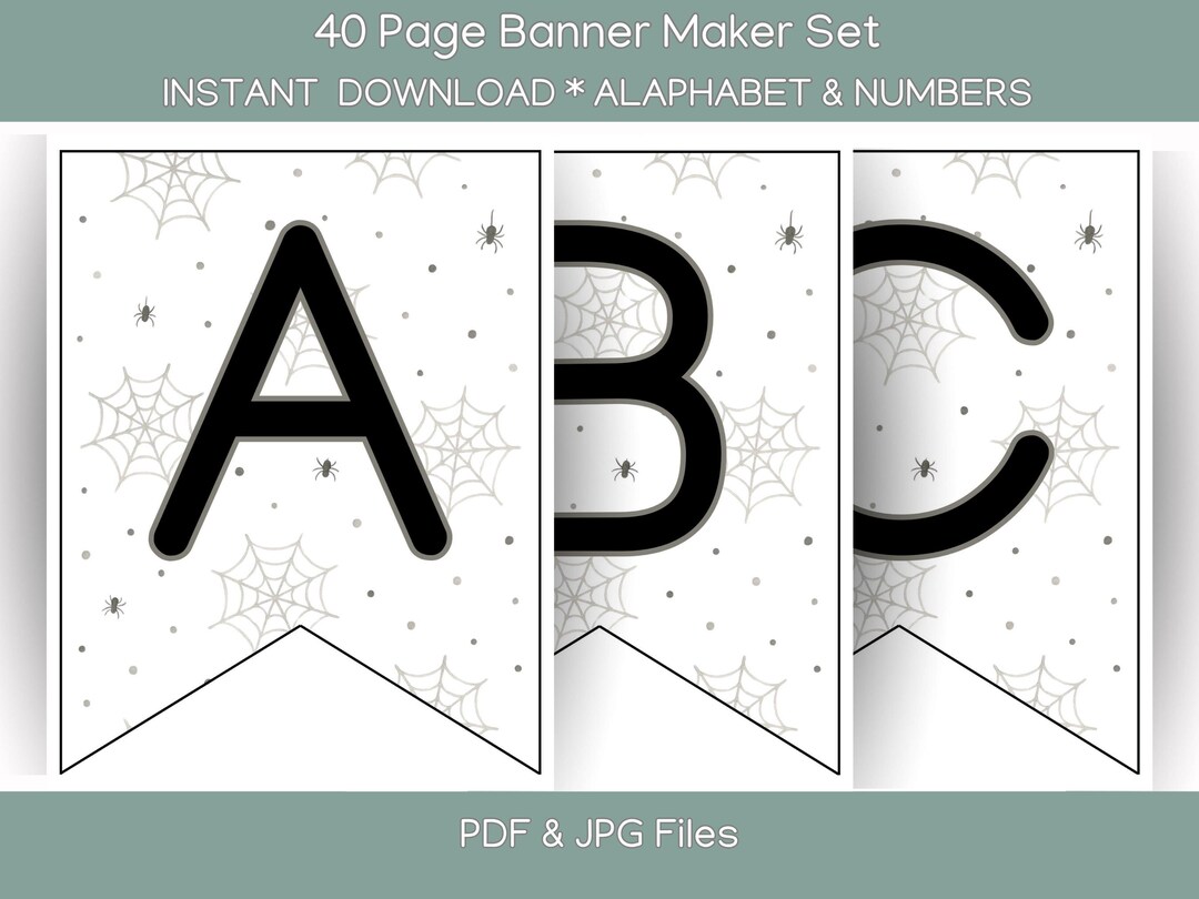 Printable Spiderweb Banner Letters – Alphabet, Numbers & Symbols ...
