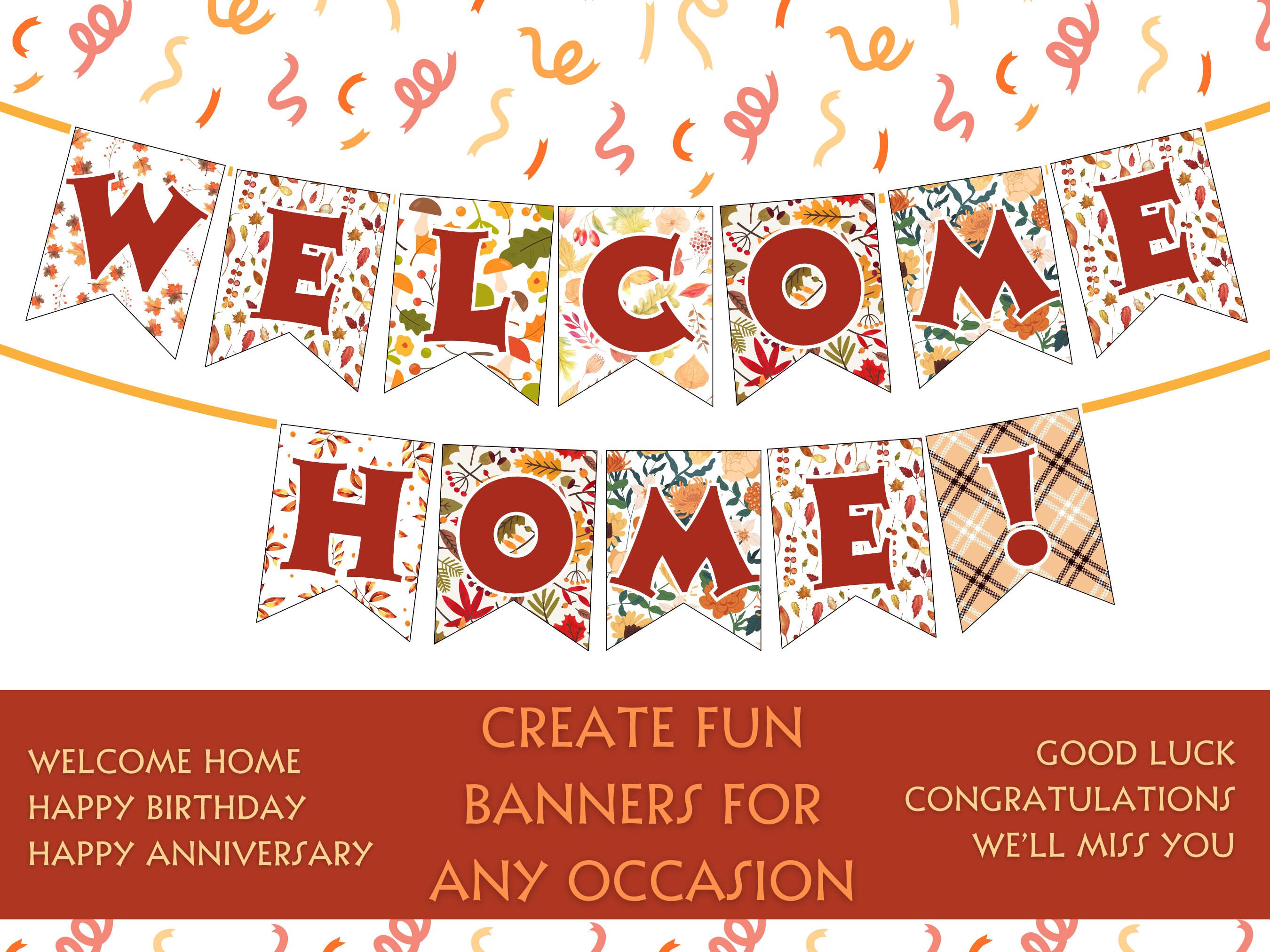 Deep Red Autumn-themed Alphabet and Number Set: Create Your Own Banners ...